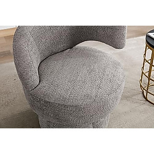 i-POOK 360 Degree Swivel Accent Chair, Upholstered Round Armchairs with 21.65" Deep Seat, Comfy Barrel Chair Club Chair for Living Room, Reading Room, Grey
