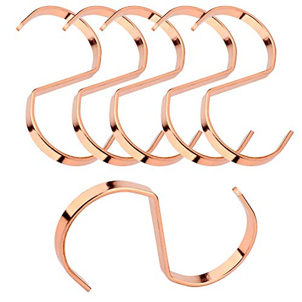 6 Pieces, Rose Gold S Flat Hooks, Used in Kitchen, Office, Bathroom, Closet, Basket, Outdoor, Metal S-Shaped Hook, S-Shaped Hanger Hook.