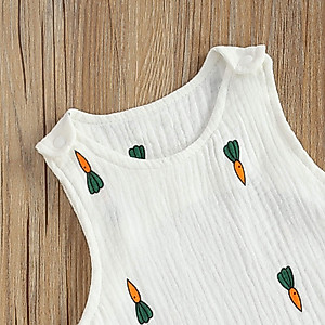 Newborn Baby Fashion Sleeveless Cactus Print Romper for Kids Children Boys Girls Pajamas Cotton One-Piece Suit (Carrot, 12-18M)