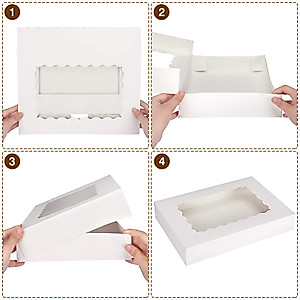 Moretoes 40pcs Cookie Boxes, 14x10x2.5 Inch Bakery Boxes, Treat Boxes with Window for Donuts, Pies, Cakes, Muffins, and Pastries