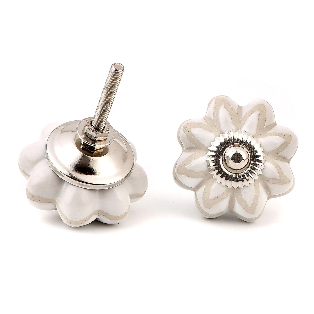 Set of 12 Ceramic Knobs Decorative Knobs for Home Kitchen Cabinet Cupboard Door Dresser Wardrobe Pulls Cabinet Knobs Ceramic Drawer Pull Kitchen Cupboard Pull Door Handle - White Silver