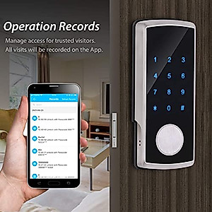 Front Door Keyless Entry Door Locks Deadbolt Locks with Keypads, Bluetooth Door Locks Touchscreen APP Keyless Door Locks for Apartment Home Hotel Office, Auto Lock