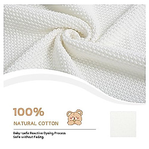 TRENDSTITCH 100% Cotton Baby Blanket Knit Lace Soft Warm Toddler Blanket,30 x 40 Inches，White