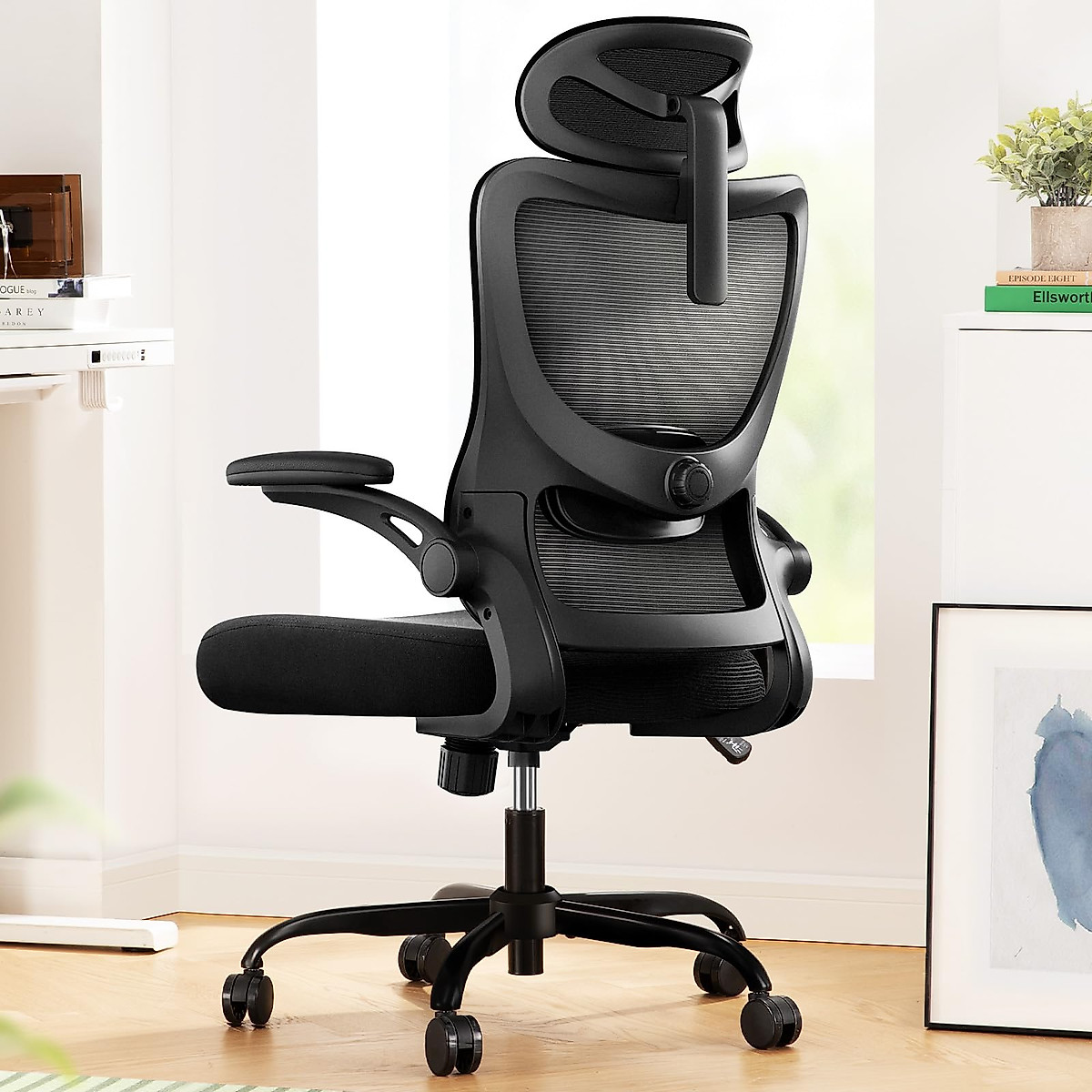 Marsail Ergonomic Office Chair: Office Computer Desk Chair with High Back Mesh and Adjustable Lumbar Support Rolling Work Swivel Task Chairs with Wheel 3D Armrests and Headrest