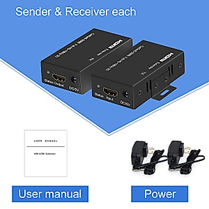 HDMI Extender 196ft HDMI Over Single Cat5E/6/7 HDMI Repeater HDMI Balun Sender Transmitter Receiver Support 1080p 3D HDMI 1.4a HDCP EDID