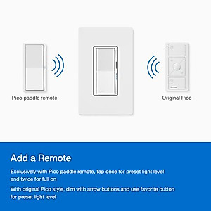 Lutron Diva Smart Dimmer Switch for Caseta Smart Lighting (Lutron Smart Hub Required), for LED Lights, 150 Watt, Single-Pole/3Way, No Neutral Required, DVRF-6L-IV, Ivory