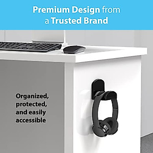TotalMount Headphone Hanger – Includes Removable Adhesive Strips for Easy, Damage-Free Wall, Desk, or PC Mounting (Premium Black Headphone Hook – One Pack)