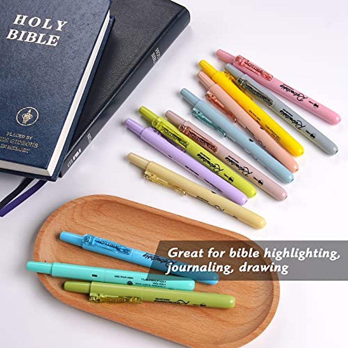 WRITECH Retractable Bible Highlighters Assorted Pastel Colors 12 Pack