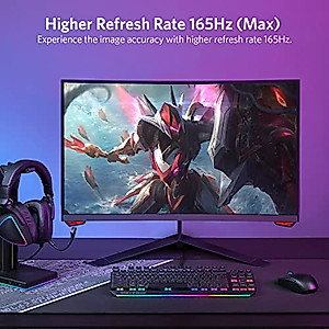 Fiodio 24'' 165Hz Refresh Rate Curved Monitor Full HD 1080P with HDMI Display Ports, VESA Compatible, Free-Tearing Eye Care Monitor for Home Office and Gaming (DP Cable Included)