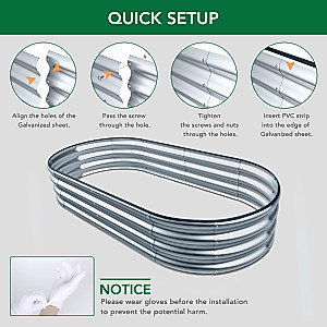 EZIOSS Raised Garden Bed -5×3×1ft Galvanized Planter Box for Outdoor Gardening and Planting, Ideal for Vegetables and Plants