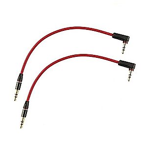 Seadream 2Pack 8inch 3Port 3.5mm Right Angle Male to Male Aux Audio Cable Replacement for Headphones, iPods, iPhones, iPads, Home/Car Stereos and More