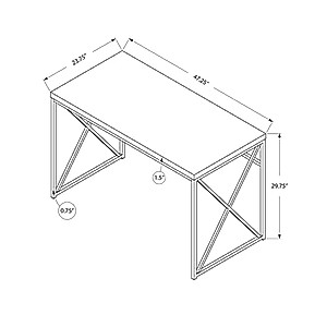 Monarch Specialties 7205 Computer Desk, Home Office, Laptop, Work, Laminate, Contemporary, Modern Desk-48 L Glossy White Chrome Metal, 47.25" L x 23.75" W x 29.75" H