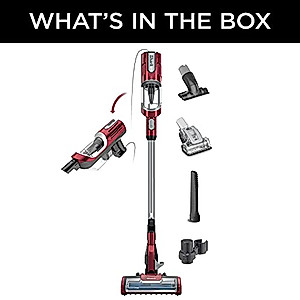 Shark HZ602 Ultralight Pet Pro Corded Stick Vacuum with PowerFins & Self-Cleaning Brushroll, Perfect for Pets, Converts to Hand Vacuum, Pet Power Brush, Crevice & Upholstery Tools, Comet Red