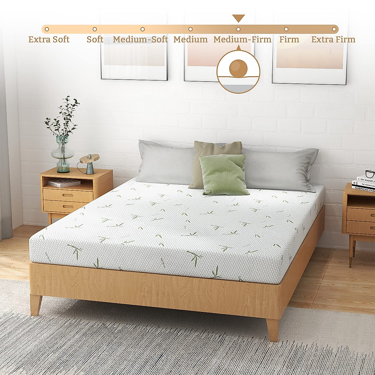 wOod-it Twin Size Mattress in a Box, 6 inch Cooling Gel Memory Foam Mattresses for Kids Bed Single Size Daybed Individual Bunk Made in USA with Breathable Bamboo Cover, Medium Firm