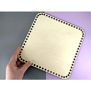 Basket Bottom, 10 inch 25 cm. Square Wooden Base Crochet Weaving Craft Supplies