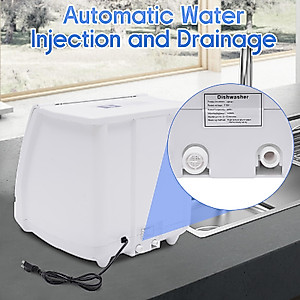 JLYNOWPT Countertop Dishwasher Portable Dishwasher with 5L Built-In Water Tank Mini Dish Washer with 5 Washing Programs and 360° Dual Spray for Small Apartments and Rvs