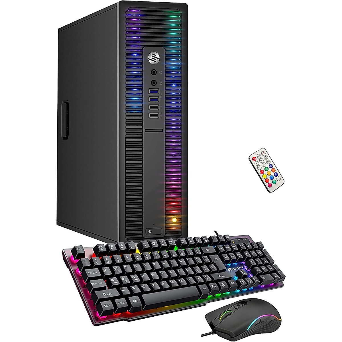 HP EliteDesk Desktop RGB Lights Computer AMD A-Series Processor 16 GB RAM, 1 TB SSD, Windows 10 Pro 64-bit, Wi-Fi, Gaming PC Keyboard & Mouse (Renewed)