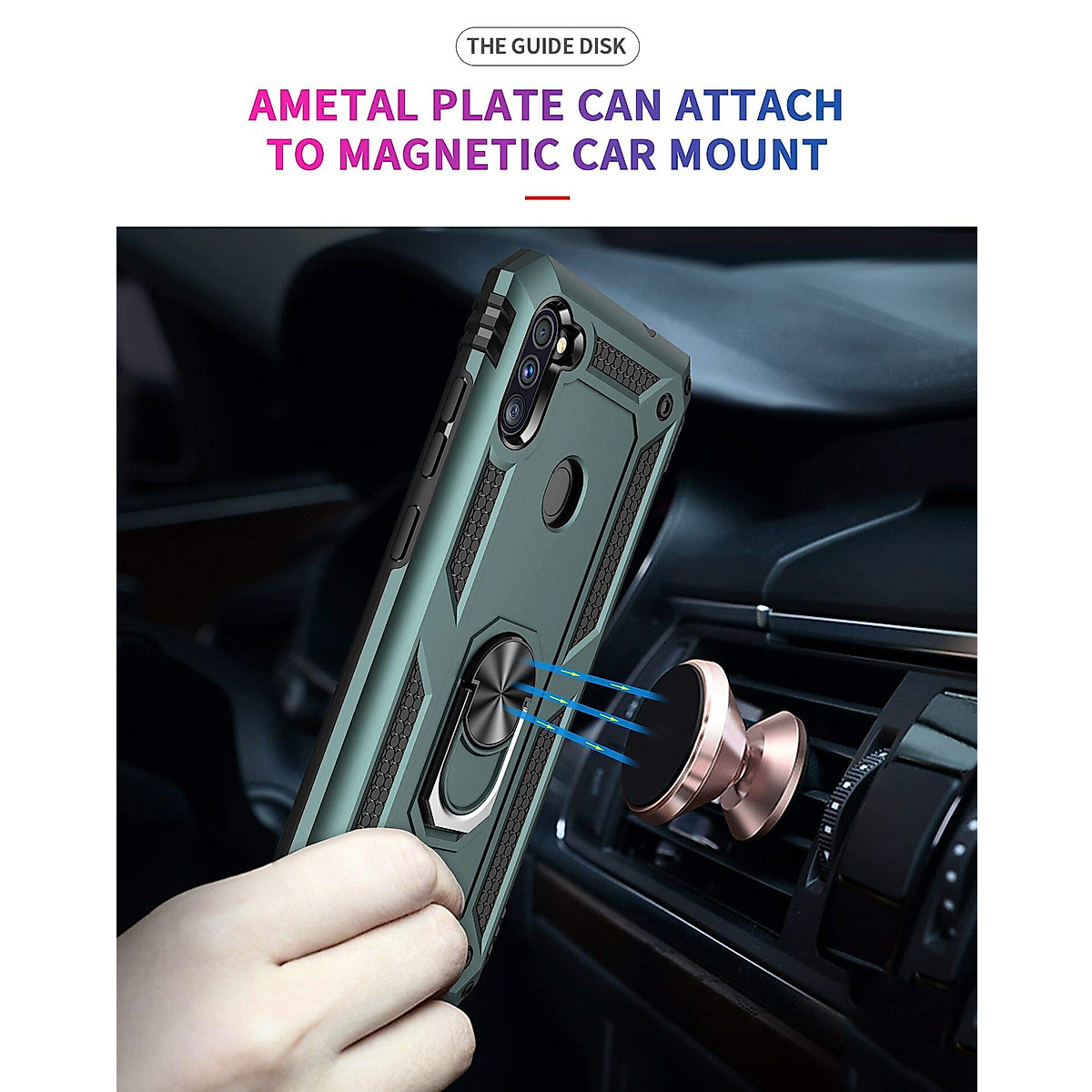 Tranick Samsung A11 Case with [ 9H Full Coverage Tempered Glass Screen Protector], [ Military Grade ] 15ft Drop Tested Protective Case for Samsung Galaxy A11 Phone (Green)