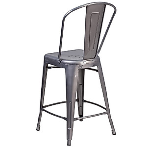 Flash Furniture Lincoln 24'' High Clear Coated Indoor Counter Height Stool with Back