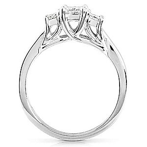 Kobelli Three-Stone Diamond Engagement Ring and Wedding Band Set 4/5 carat (ctw) in 14k White Gold, Size 7, White Gold