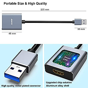 BENFEI USB 3.0 to HDMI Adapter, USB 3.0 to HDMI Male to Female Adapter for Windows 11, Windows 10, Windows 8.1, Windows 8, Windows 7(Not for Mac)
