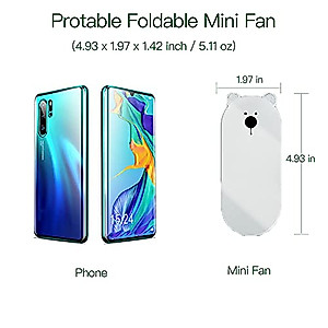 Bovisbws Portable Handheld Desk Fan,Dual-head fan with 3000 mAh Powerbank 20H Runtime,Duble Enhanced Airflow, Battery Operated or USB Powered Folding Personal Fan,3 Speeds,Rechargeable Mini Fan,White