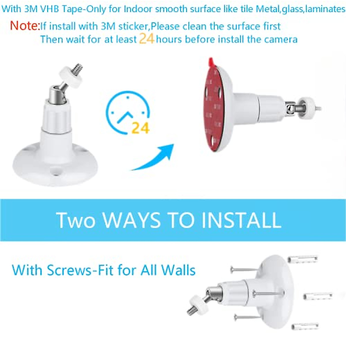 3 Pack Adhesive Wall Mount for Ring Camera&Stick Up Cam Battery&Indoor Cam,360 Degree Adjustable Mounting Bracket,Ceiling Mount Kit for Ring Plug-in HD Security Cam Without Drilling