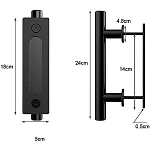 QINAIXQM 9.5''/24CM Sliding Barn Door Handle Double Sided Pull and Flush Barn Door Embedded Invisible Alloy Steel Frosted Black
