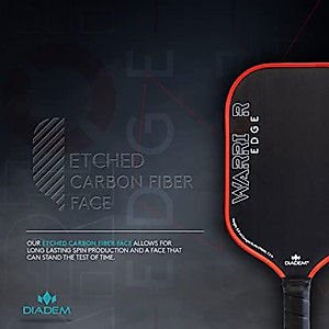 Diadem Warrior Edge Pickleball Paddle | Etched Carbon Face for Max Spin, 16mm Aero Guard, Comfort Max Grip, 16mm Honeycomb Core, Midweight 8oz | Indoor/Outdoor | USAPA Approved