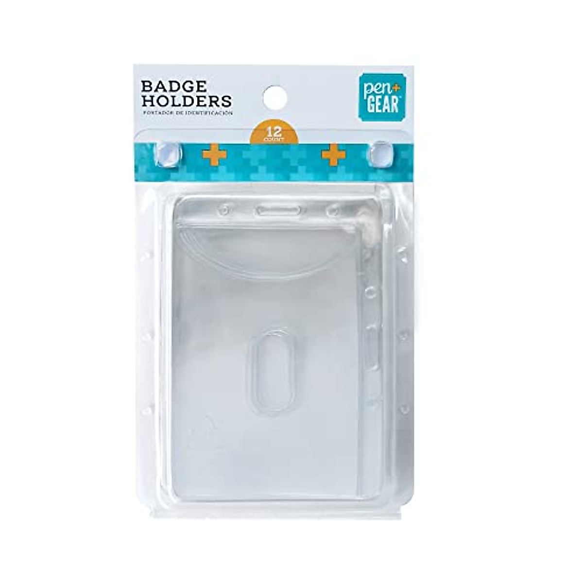 Pen + Gear x12 Badge Holders Vertical / Horizontal | Clear | ID Name Tag Card