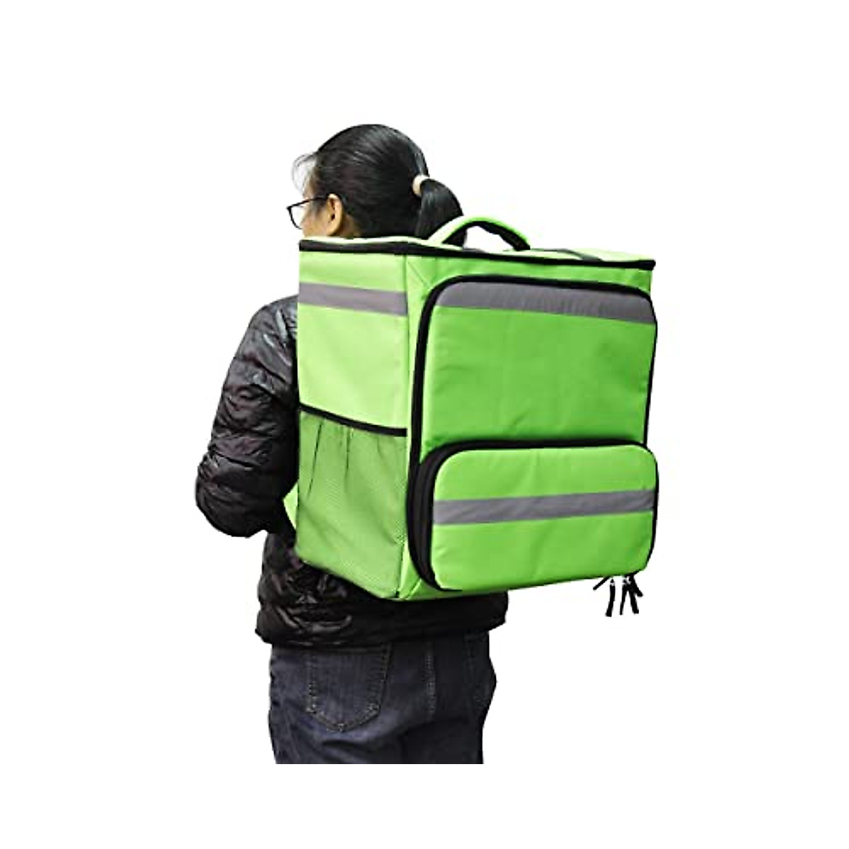 60L XL Large Insulated Food Delivery Backpack Expandable Catering Cooler Bag Waterproof Pizza Bag for Uber Eats Grubhub Thermal Food Bag for Bike for Beach, Picnic, Camping UberEats Doordash… (Green)