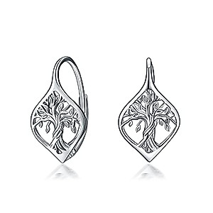 WINNICACA Tree of Life Earings for Women Sterling Silver Tree of Life Leaver back Earrings Tree of Life Jewelry Gifts for Women Birthday