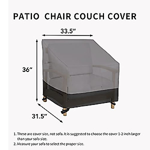 Easy-Going Outdoor Chair Cover Waterproof, Heavy Duty Patio Chair Cover, Windproof Outdoor Furniture Cover with Air Vent (2 Pack-33.5Wx31.5Dx36H inch, Gray/Black)