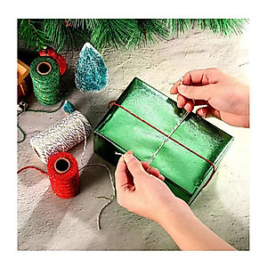 Twine String,328 Feet Christmas Twines White Rope with Gold Wire Bakers String Rope Craft Making Knitting Butchers Twine DIY Wedding Decor Supply String Rope