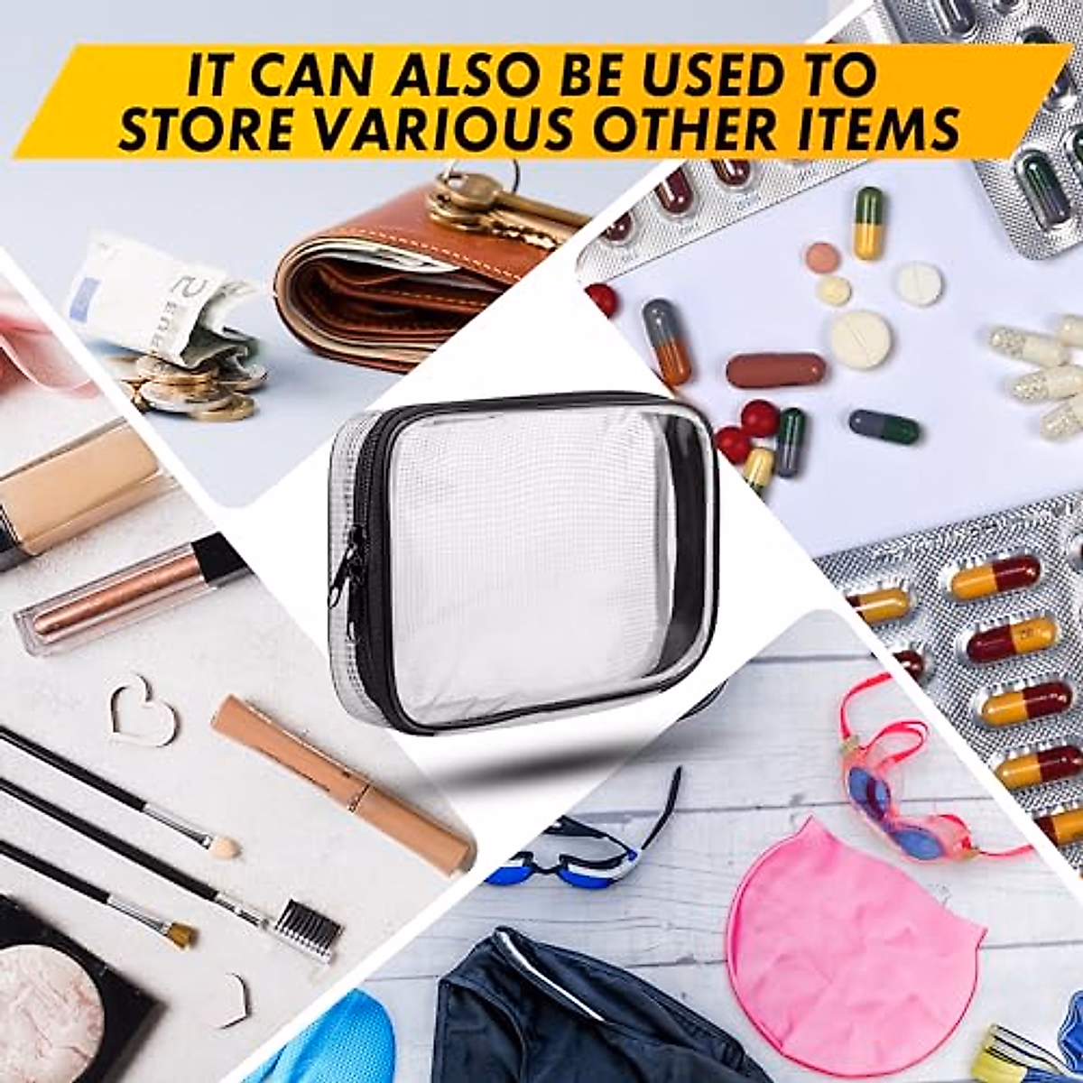 In Flight Mind Clear TSA Approved Toiletry Bag, 3-1-1 Clear Toiletry Bags for Traveling, Clear Makeup Bag for Cosmetics & Skincare Essentials,Clear Zipper Pouch for Men & Women,Clear Travel Pouch-1pc