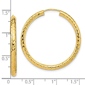 14K Yellow Gold Endless Round Hoop Earrings