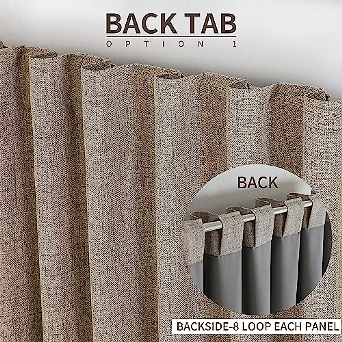 Joydeco Natural Linen Curtains 84 inch Length 2 Panels Set Burg 100% Blackout Long Drapes for Bedroom Living Room Black Out Darkening Curtain Thermal Insulated Back tab Rod Pocket(52x84 inch,Linen)