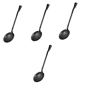 TEHAUX 4pcs Forged Iron Spoon Mini Scoop Metal Spoon Yard Scoops Mini Garden Shovel Vegetable Planting Tools Soil Excavator Spoon Multi-functional Spoon Dark Grey Hand Tools Forging