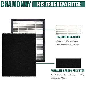 CHAMONNY IAF-H-100A True HEPA Idylis A Replacement Filter, Compatible with Filtrete FAP-C01-A and IDYLIS AC-2119, IAP-10-100, IAPC-40-140, IAP-10-150 Air Purifier, 2 HEPA Filters + 4 Pre-filters