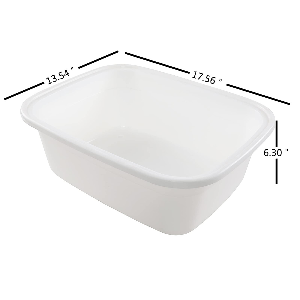 Nicesh 18 Quart Large Dish Pan, 3-Pack Plastic Rectangular Wash Basin, White