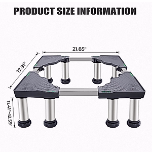 AKZYTUE Washer and Dryer Pedestal with 8 Strong Feet - Adjustable Height 11.4”~12.6” - Adjustable Length and Width 17.7"-27.5" - for Washer and Dryer