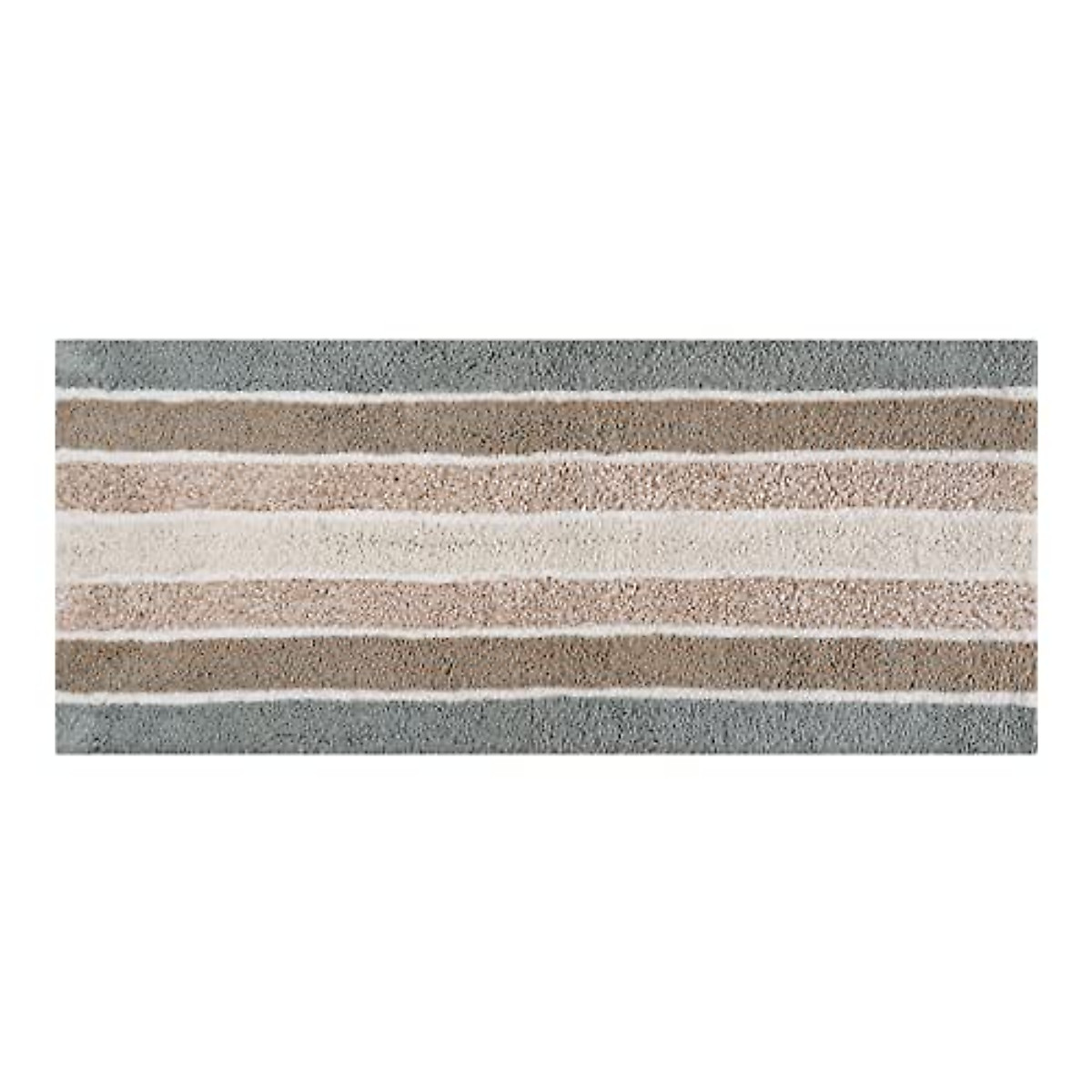 THE BEER VALLEY Alpine Stripe Bath Rug Runner 24x60 Inches Grey Beige - Soft & Absorbent Anti-Slip Long Bathroom Mat - Cotton Rug for Kitchen, Hallway, Bedroom