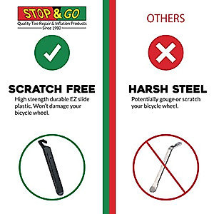 Stop & Go 100 27 Piece Bicycle Repair & Inflation Kit for Tubeless and Tube-Type Tires Works on BMX, XC, Mountain, Road, Gravel, & E-Bikes (4 Patches & 10 Rope Plugs)