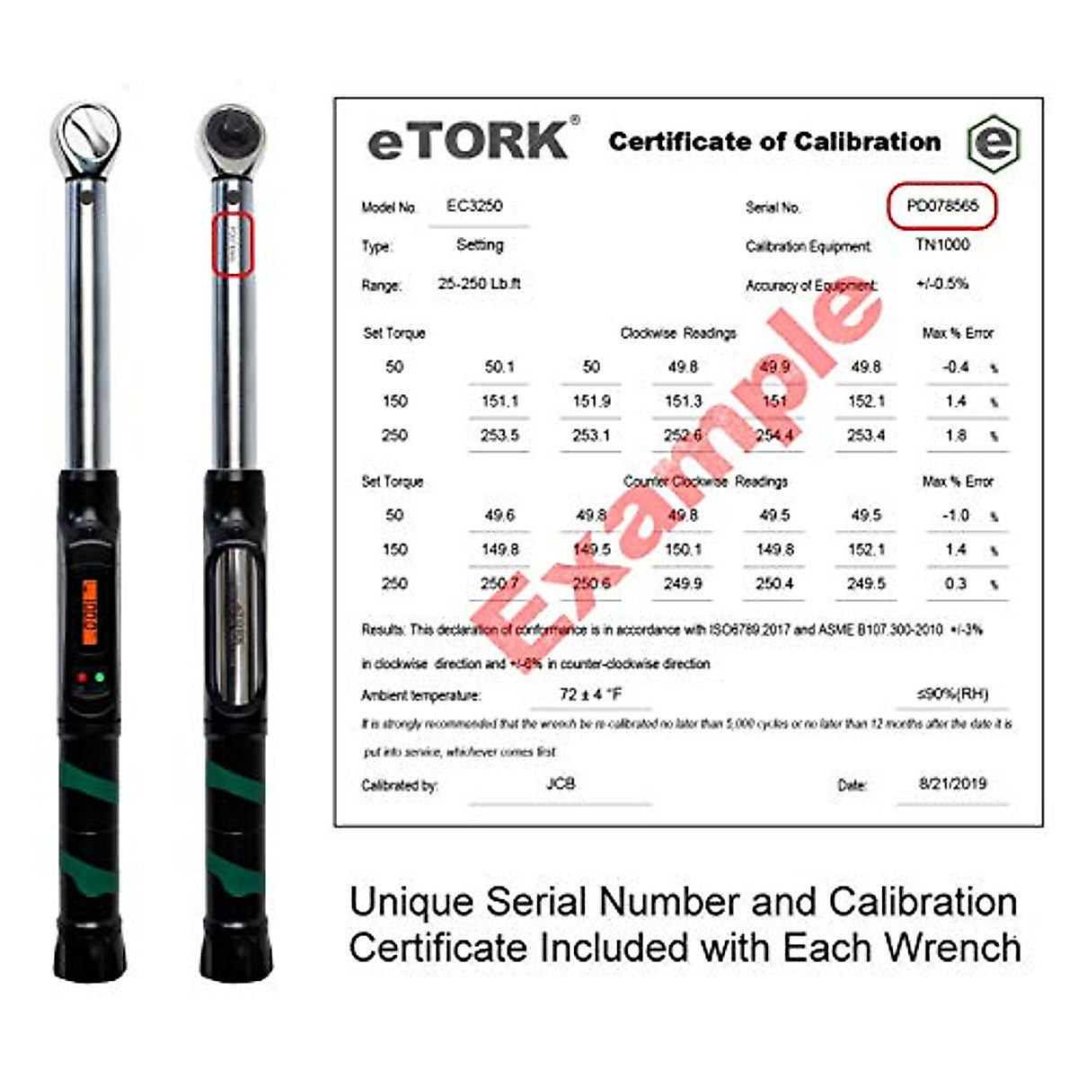 eTORK - Click-Style Torque Wrench | 1/2 Torque Wrench | 250 lbs Torque Wrench | Auto Torque Wrench | Electronic Scale Torque Wrench 1/2 Drive | Range: 25-250 ft.-lb./33.9-339 N.m