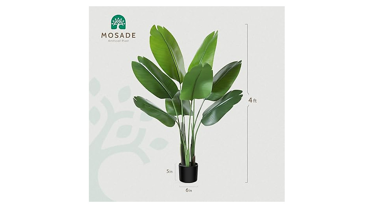 MOSADE 4FT Artificial Bird of Paradise Plant for Home Decor