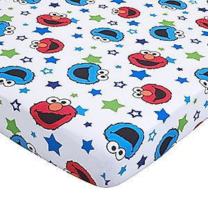 Sesame Street Awesome Buds Elmo/Cookie Monster 4 Piece Toddler Bed Set, Blue/Red/Green, 4 Piece Set
