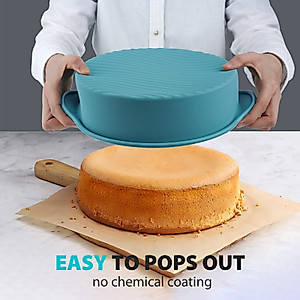 Luckypai 9 Inch Silicone Round Cake Pans, BPA Free, Nonstick, Heat Resistant, Easy to Clean, Perfect for Baking Cakes, Cheesecakes, Rainbow Cakes, Chocolate Cakes, and More