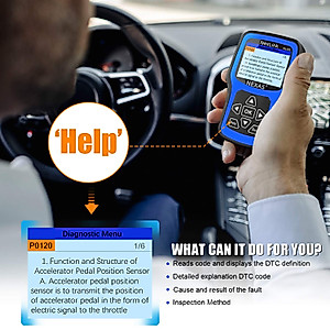 NEXAS NL101 OBD2 Scanner Diagnostic Tool & Battery Tester, Check Car Engine Light Code Reader Scan Tool with Full OBDII Function Live Data Stream for All Vehicles, Free Protective Case & Update