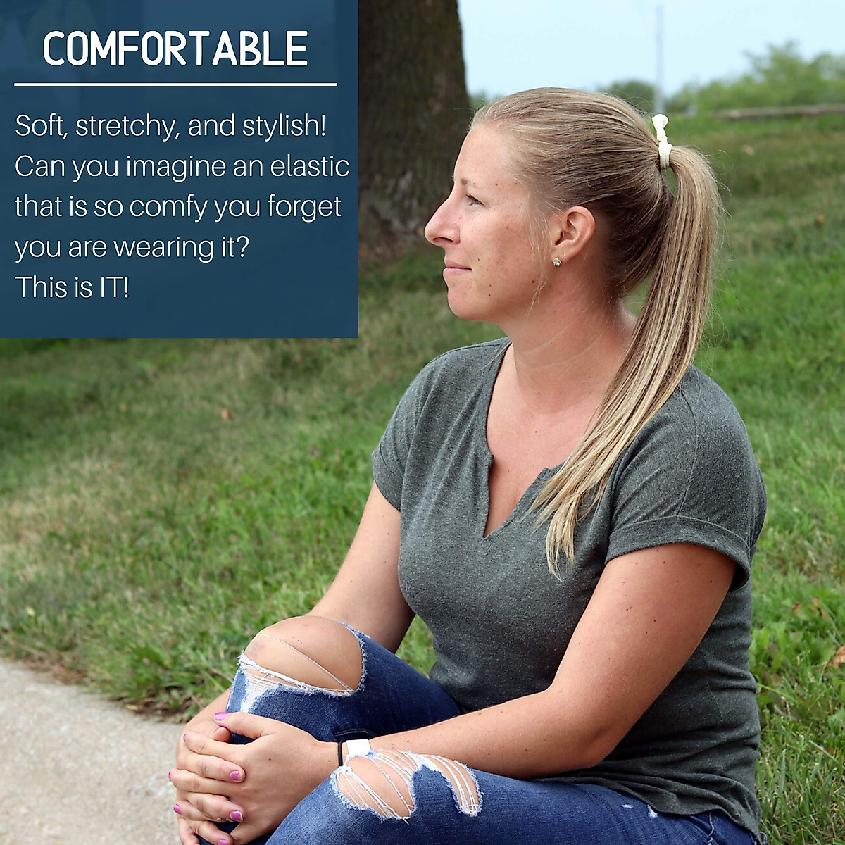 Kenz Laurenz 100 Hair Ties No Crease Ribbon Elastics Ouchless Ponytail Holders Hair Bands (100 Hair Ties-Prints and Solids)