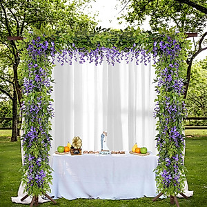 4Pcs 6.6Feet/Piece Artificial Flowers Silk Wisteria Garland Artificial Wisteria Vine Rattan Silk Hanging Flower for Home Garden Outdoor Ceremony Wedding Arch Floral Decor (Purple, 4Pcs 6.6Ft/Piece)